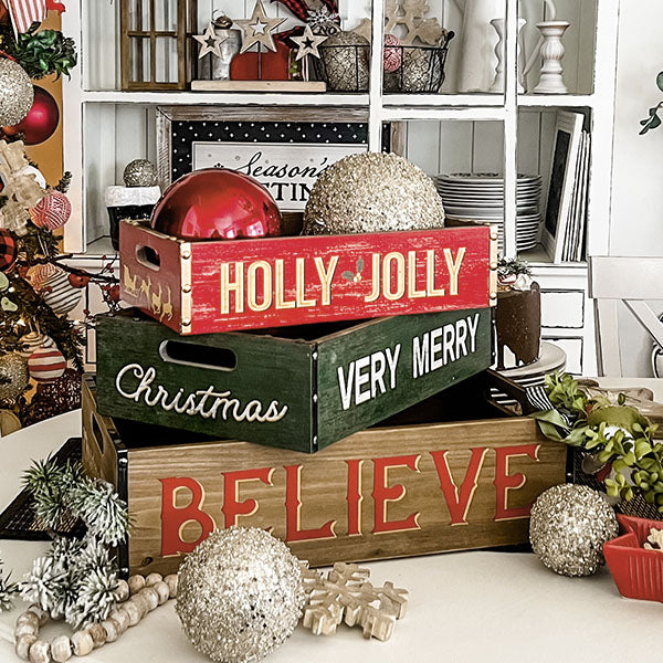 Wooden Christmas Crates - Decor Steals