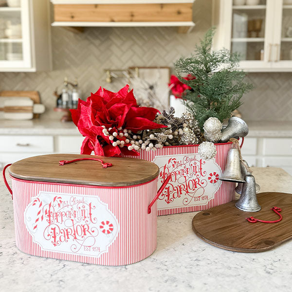 Peppermint Parlor Lidded Containers, Set of 2 - Decor Steals