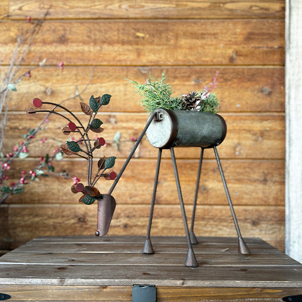 Indoor/Outdoor Painted Metal Reindeer Planters, Set of Two - Decor Steals