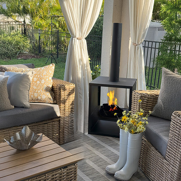 Black Metal Outdoor Chiminea - Decor Steals