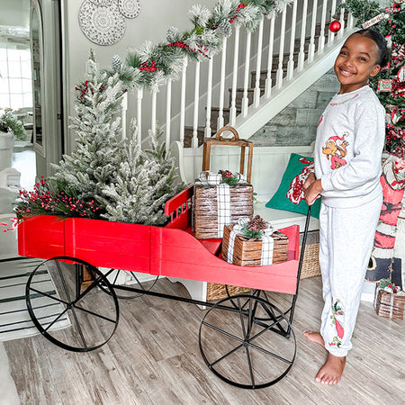 Vintage Inspired Rolling Christmas Cart - Decor Steals