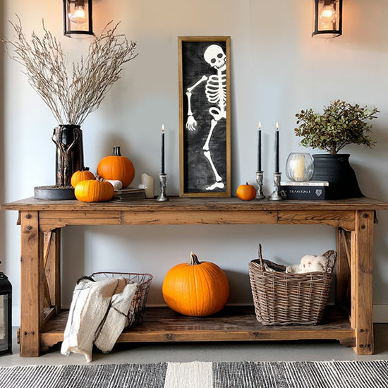 Wooden Framed Leaning Skeleton Art - Decor Steals