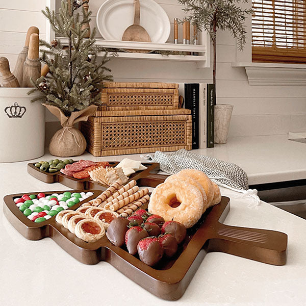 Wooden Evergreen Serving Board, Set of 2 - Decor Steals