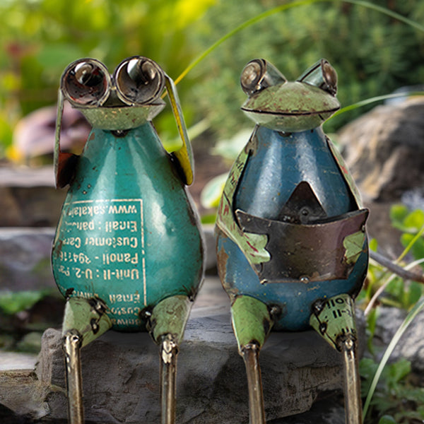 Recycled Iron Frogs, Set of 3 - Default Title - Decor Steals