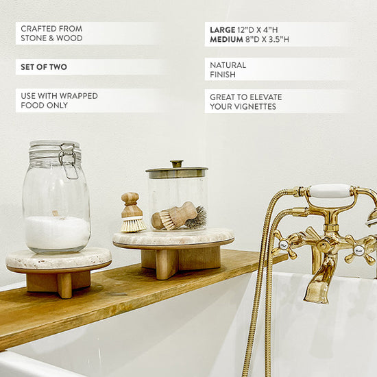 Stone Top Wood Round Decorative Risers, Set of Two - Decor Steals