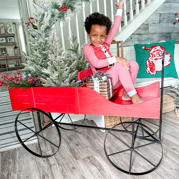 Vintage Inspired Rolling Christmas Cart - Decor Steals