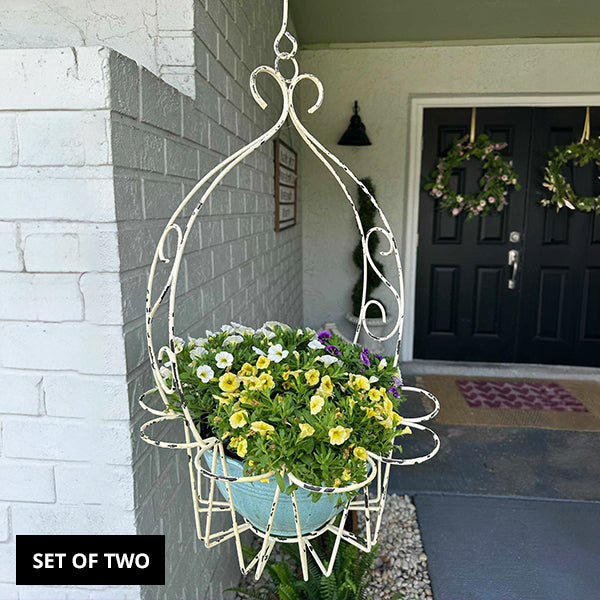 Wire Flower Hanging Baskets, Set of 2 - Default Title - Decor Steals