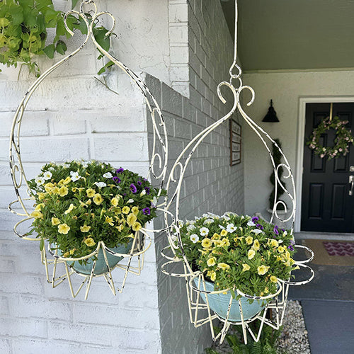 Wire Flower Hanging Baskets, Set of 2 - Default Title - Decor Steals
