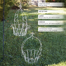 Wire Flower Hanging Baskets, Set of 2 - Default Title - Decor Steals