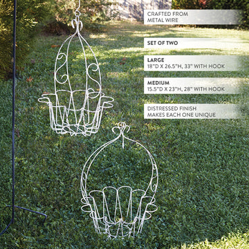 Wire Flower Hanging Baskets, Set of 2 - Default Title - Decor Steals