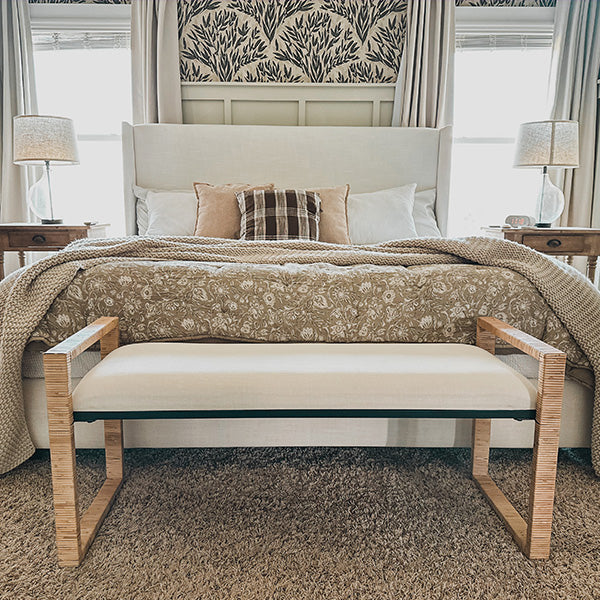 Coastal Rattan Wooden Bench - Decor Steals