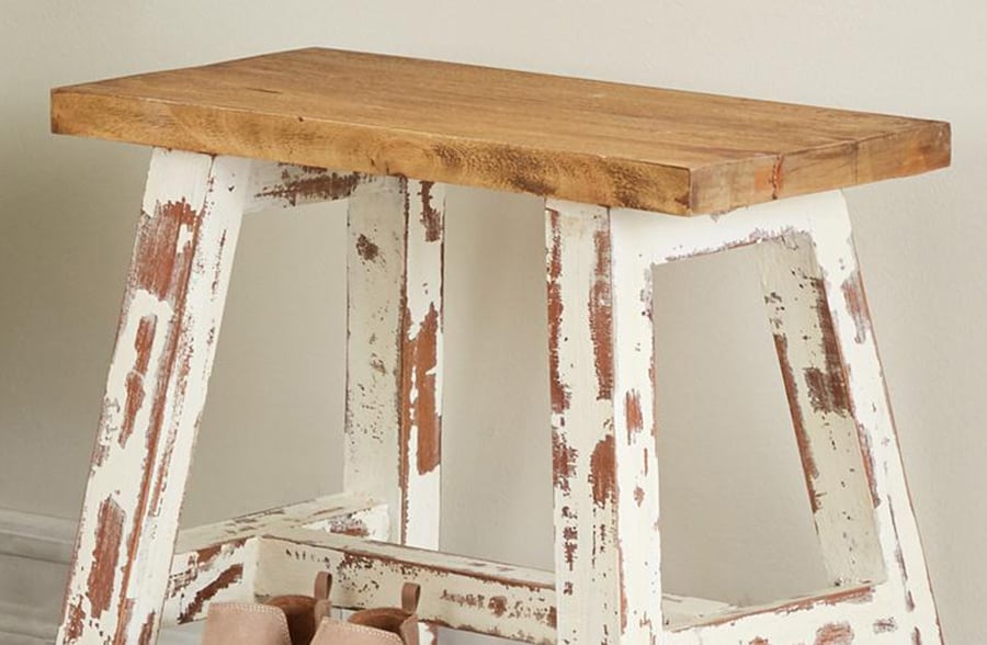 Whitewashed Stool – Decor Steals