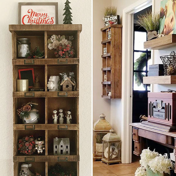 Distressed Wood Cubby Shelf - Organized Farmhouse - Decor Steals