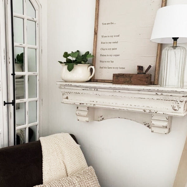 Distressed White Wooden Mantle Shelf - Mantle Wall Shelves - Decor Steals