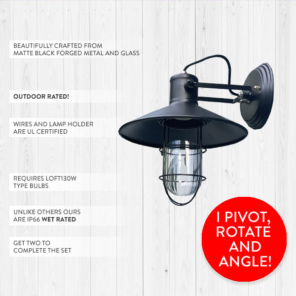 Pivoting European Vintage Caged Wall Sconce, Set of 2 - Decor Steals