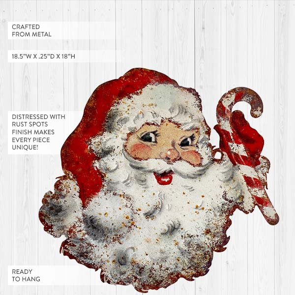 Metal Santa Sign | Vintage Farmhouse Christmas - Decor Steals