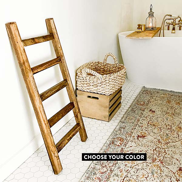 Wooden Farmhouse Ladder, Pick Your Color – Decor Steals