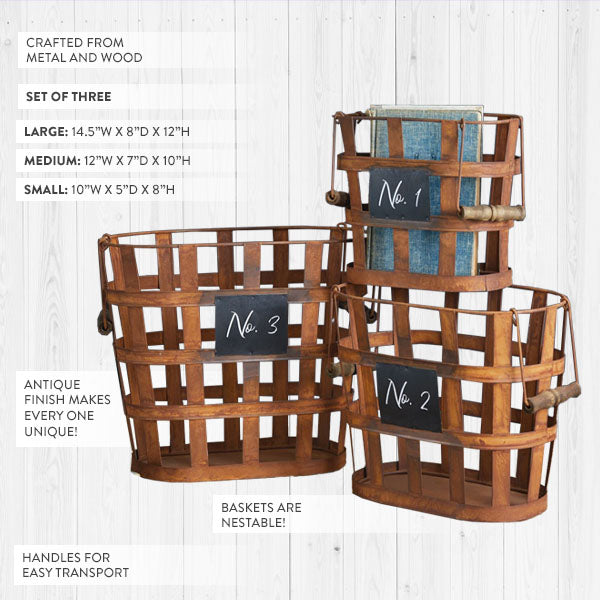 Rustic Numbered Baskets, Set of 3 - Decor Steals