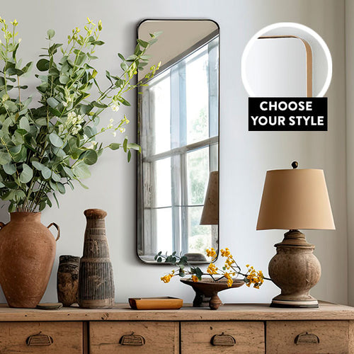 Elongated Modern Farmhouse Wall Mirror - B- Gold WALL MIRROR 13"W, 36"H ...
