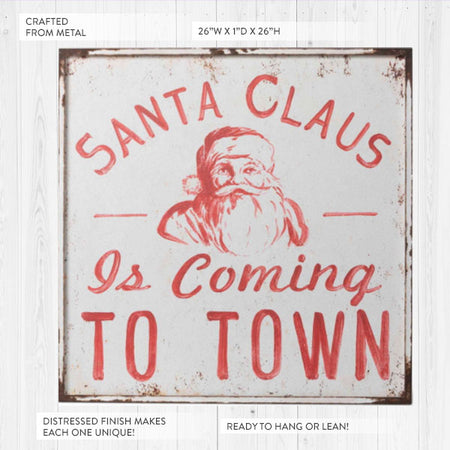 Coming to Town Distressed Metal Sign - Decor Steals