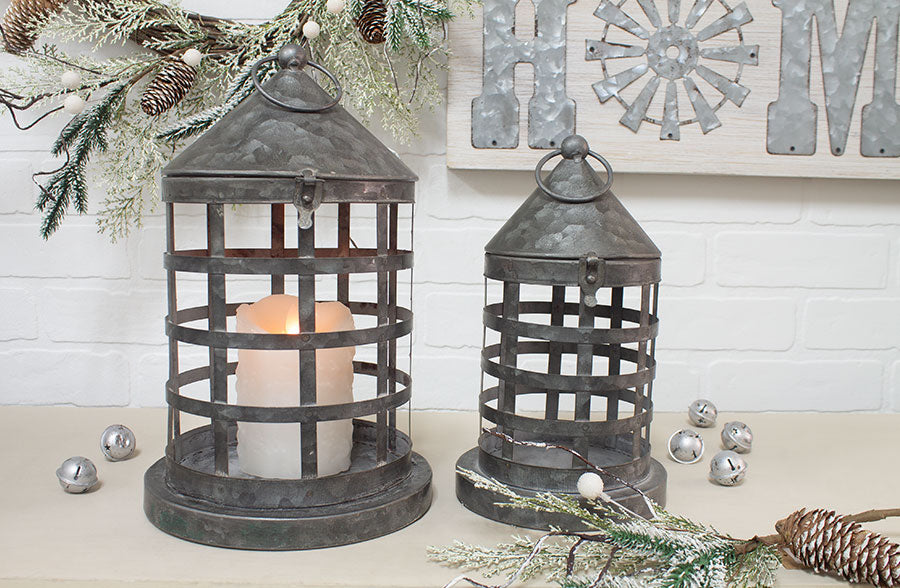 Cage Lanterns | Galvanized Metal Cage Lanterns Set – Decor Steals
