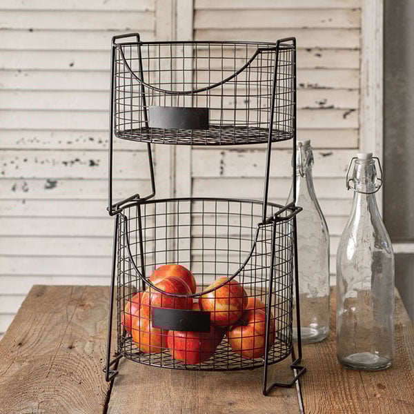 Round Wire Caddy | Two-Tier Round Wire Caddy - Decor Steals
