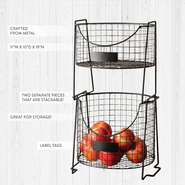 Round Wire Caddy | Two-Tier Round Wire Caddy - Decor Steals