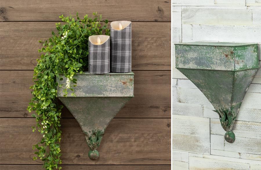 Antique Distressed Green Finial Wall Shelf – Decor Steals