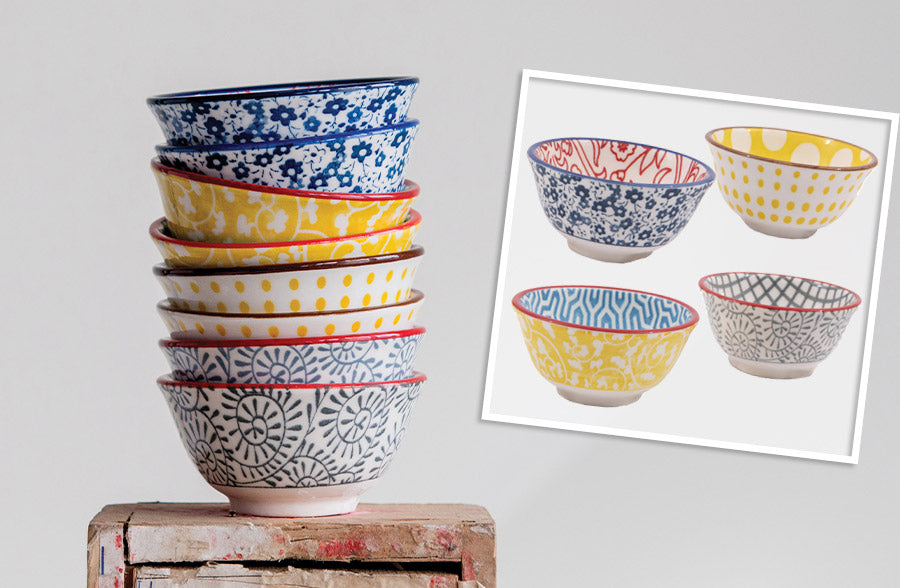Stoneware Bowls | Hand Stamped Stoneware Bowls – Decor Steals