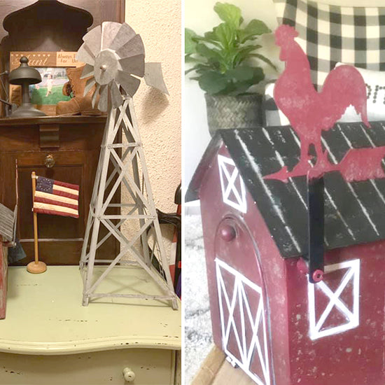 Red Barn Mailbox with Rooster Weathervane - Farmhouse Classics ...