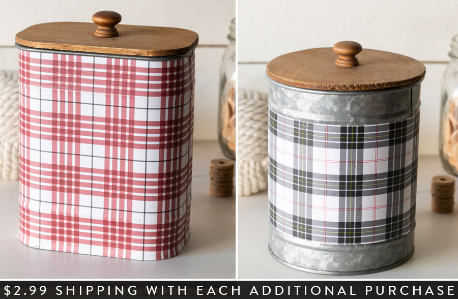 Plaid Canisters | Metal Plaid Canisters – Decor Steals