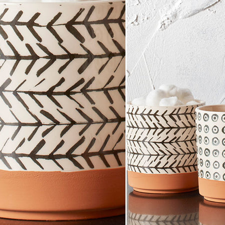 Tribal-Inspired Dolomite Pots Set of 2 | Eclectic Farmhouse - Default ...
