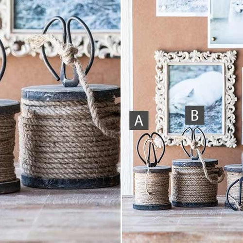 Jute Rope Spindle With Scissors - A- Medium Spindle - Decor Steals