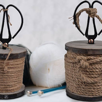 Jute Rope Spindle With Scissors - A- Medium Spindle - Decor Steals