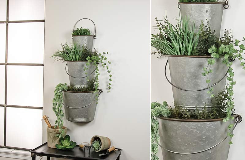 Stacked Galvanized Metal Hanging Pails – Decor Steals