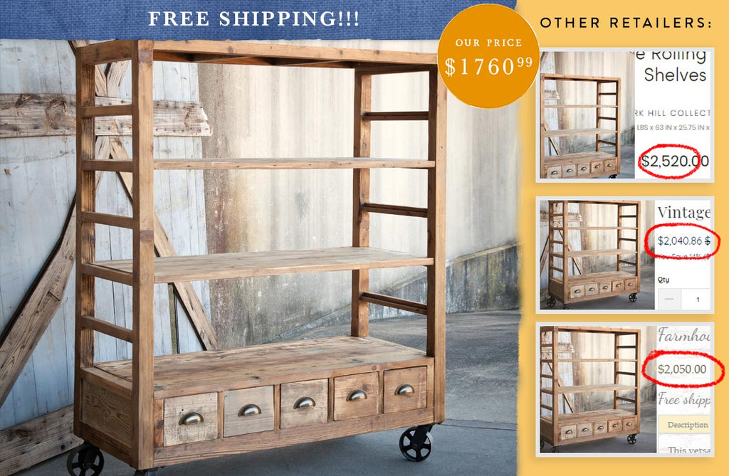 Vintage Style Rolling Factory Shelves – Decor Steals