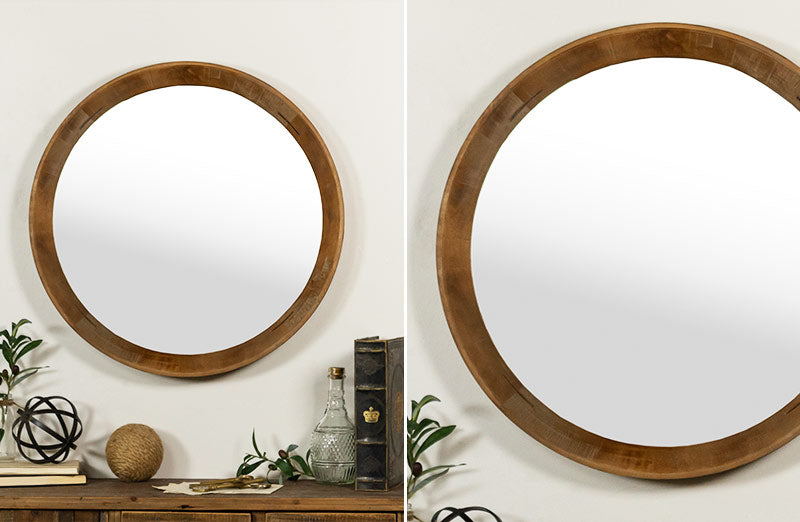 Round Wood Frame Mirror | Farmhouse Statements – Decor Steals