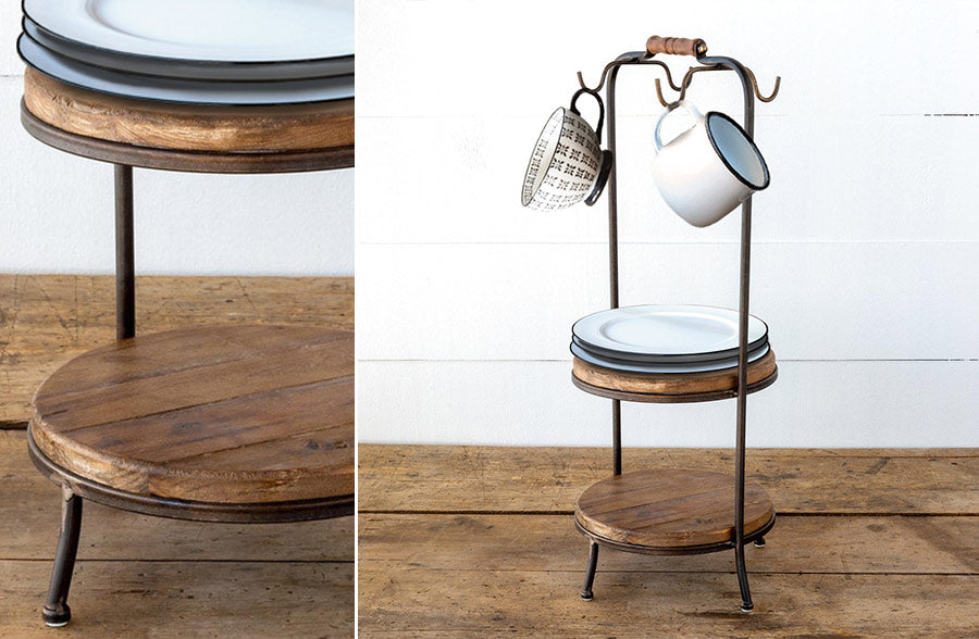 Two Tier Kitchen Stand | Rustic Two Tiered Wood Kitchen Stand – Decor ...