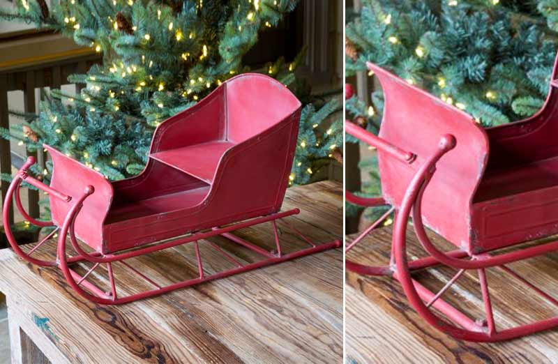 *HUUUGE* Vintage Inspired Red Metal European Sleigh - Decor Steals