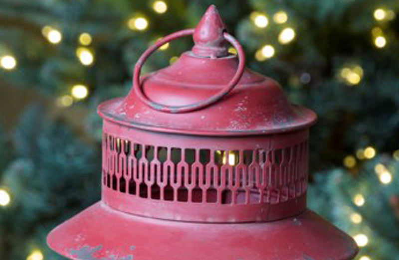 Distressed Vintage Red Lantern - Decor Steals