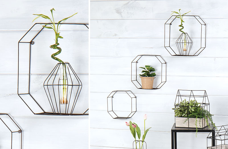 Geometric Octagon Shelves Set of 3 - Metal Display Shelves – Decor Steals